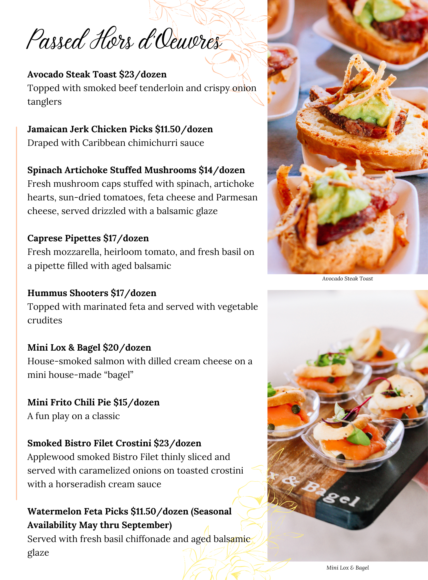 Hors d'Oeuvres Catering Menu | Appetizer Catering