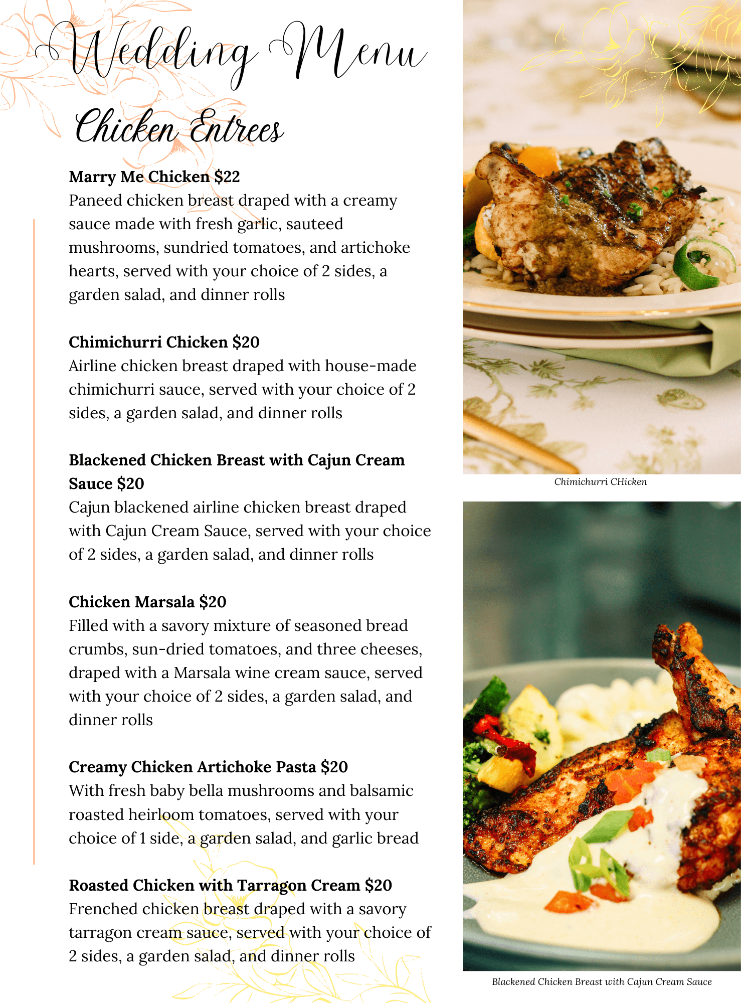 Wedding Menu | Premier Wedding Catering